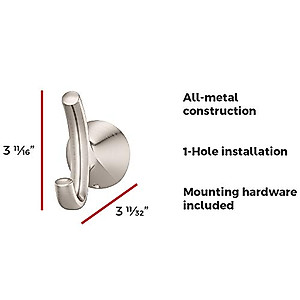 Pfister Willa Towel Hook, Bathroom Towel Hook, Wall-Mounted, Screw-In, Brushed Nickel Finish, BRHWLL0K