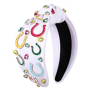 boderier Derby Horseshoe Headband, Kentucky Derby Fascinator for Women with Jeweled Crystal Knot, Race Day Headband Headwear Accessories, Horse Racing Fan Headband, Horse Shoes, 1 Count