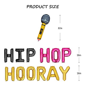 Geloar 90s Hip Hop Hooray Balloons Banner, 80s 90s Hip Hop Themed Decorations Birthday Graduation Play Room Housewarming Easter Spring Baby Shower Engagement Wedding Hen Party Supplies (Gold)