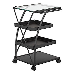 SD Studio Designs Modern Triflex Mobile Storage Taboret for Arts and Crafts, Charcoal Black/Clear Glass