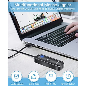 Pukapro Mouse Jiggler Undetectable Mouse Mover Wiggler Driver-Free Automatic Mouse Shaker, Undetectable USB Mouse Jiggler with ON/Off Switch, Plug & Play- Black