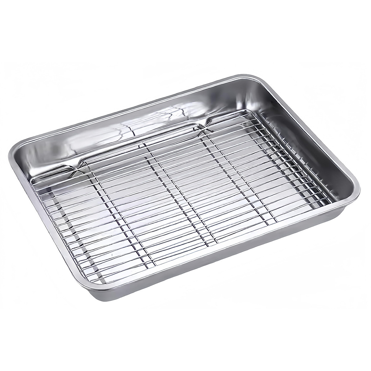 Roasting Pan Heavy Duty Stainless steel Turkey Pans for Oven,Toaster Oven Tray Pans with cooling rack,Hotel Pan, Barbeque Grill Pan,Deep Edge,Mirror treatment, Dishwasher Safe (23.4"x15.6"x2.8")