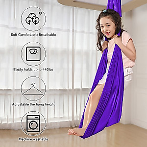 Sensory Swing Safe for Kids Pod Swing Special Needs (with Hardware) Indoor Outdoor Swing Hanger Hammock Chair for Calming & Relaxing, Autism, ADHD Aspergers Therapy Cuddle, Child Sensory Seat Toy Gift