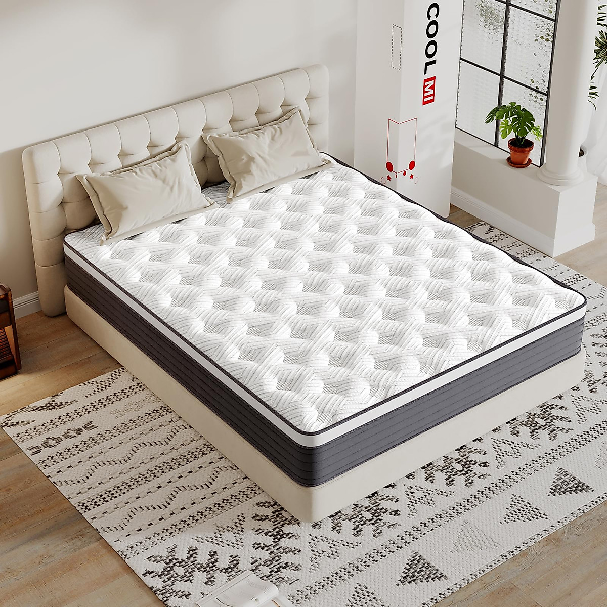 COOLMI King Mattress, 12 Inch, Pressure Relief, Protecting Spine, Silent Sleep, Soft and Comfortable Medium Firm Memory Foam, CertiPUR-US.