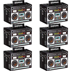 Novelty Boom Favor Boxes 80s Boombox Decorations 1980s Theme Pparty Decorations Boom Box Party Favors Hip Hop Party Decorations Prop Radio Decorations for Retro Hip Hop Theme Party (6 Pieces)