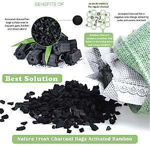8 Pack Charcoal Bamboo Bags Nature Fresh Charcoal Bags Activated Charcoal Odor Absorber Eliminator Bag (8 x 200g)