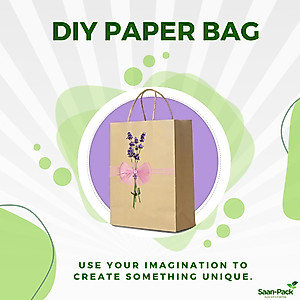 Saan-Pack Brown Paper Bags with Handles, 8" x 4.5" x 10.25", Pack of 250, Medium Kraft Paper Bags, Ideal as Gift Bags Bulk, Retail Bags, Merchandise Bags, Goody Bags, Wedding Gift Bag or To Go Bags