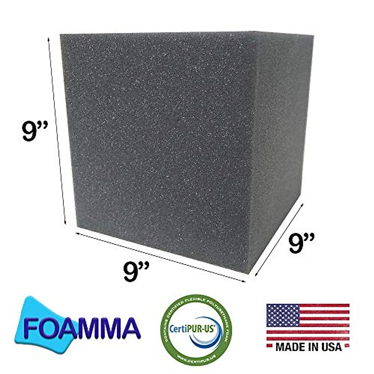 Foamma Charcoal Foam Pit Cubes/Blocks 9” x 9” x 9” 10 Pack for Gymnastics, Freerunning and Parkour Courses, Skateboard Parks, BMX, Trampoline Arenas