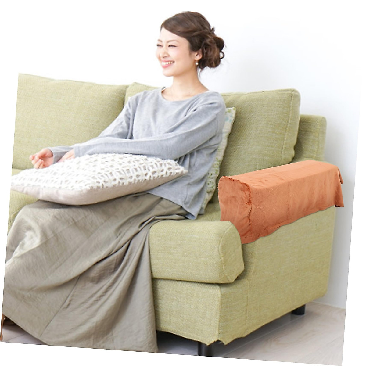 VICASKY Elastic Camel Sofa Arm Rest Covers 2 Pack Universal Armrest Protectors Comfortable Elastic Covers for Chairs Sofas