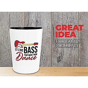Flairy Land Bass Player Gifts Shot Glass 1.5oz - It's The Bass that makes them dance - Jazz Guitarist Musician Bassist Band Orchestra Instrumentalist Guitar