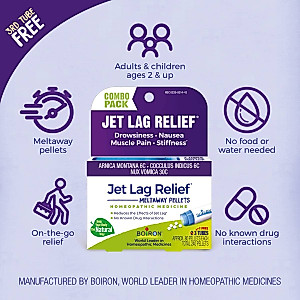 Boiron Jet Lag Relief Kit - Travel Essential for Relief from Nausea, Stiffness, Muscle Pain, and Drowsiness from Long Flights - 3 Count (240 Pellets)