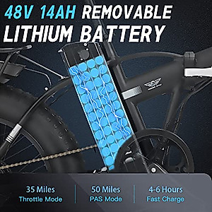 MEZOCLN Electric Bikes for Adults,1000W Motor,48V 14AH Removable Battery,20" x 4.0 Fat Tire Foldable E Bikes with 28MPH 50MI Long Range,Shimano 7-Speed,Adjustable Shock Absorber,UL Certified