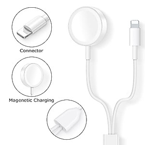 lifeegrn Update Version Smart iWatch Charger Wireless USB 6.5 ft/2 m Charging Cable for Apple Watch Series SE/8/7/6/5/4/3/2/1 & Phone 14/13/12/11/Pro/Max/XR/XS/XS Max/X&Pad Series