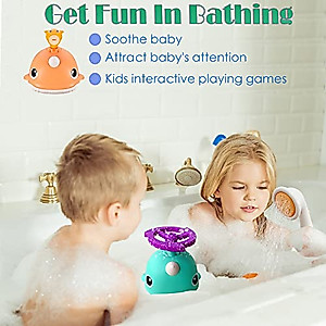 HsngYHL Baby Bath Toy with Shower Head and 3 Water Spray Head Bathtub Toys, Whales Squirt Shower Faucet and Bathtub Water Pump Bathing time Essentials for Toddlers Infants Kids (Orange)