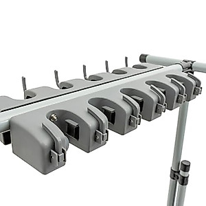 ENTOGINE Cleaning Tool Cart Broom and Mop Holder Cleaning Supplies Organizer Adjustable Grey W/12 Hooks