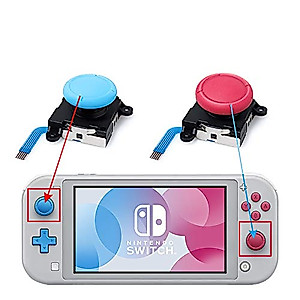 ECHZOVE Replacement Joy Stick Compatible with Switch lite, Joystick Replacement Compatible with Switch lite and Repair Tool Kit for Switch lite - 2 Pack (Blue Red)