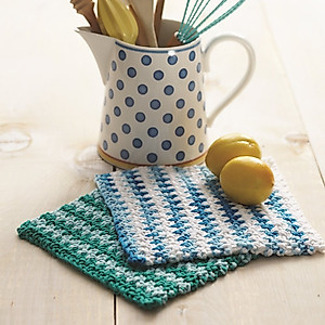 Lily 10201818083 Sugar 'N Cream Super Size Solid Yarn, 4oz, Gauge 4oz Medium, 100% Cotton, Big Ball - Cornflower - Machine Wash & Dry