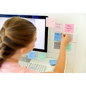 Post-it Super Sticky Recycled Notes, 5 Pastel Colors, Sticks and Resticks, 3 in x 3 in