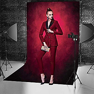 Haboke 5X7ft Durable Soft Fabric Abstract Red Portrait Photography Backdrops for Photo Shoot Studio Booth Props