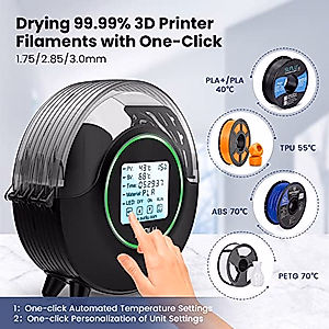 3D Printer Filament Dryer Box, SUNLU FilaDryer S2 for 3D Printing, PLA+ 3D Printer Filament 1.75mm Dimensional Accuracy +/- 0.02 mm, S2 Dryer Box & PLA+ 10colors*1KG