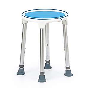 KSITEX Shower Stool for Inside Shower Swivel Shower Chairs for Seniors Adjustable Round Shower Seat Bath Seat Tool-Free Assembly 5 Adjustable Heights from 19''-21'' Load 350LB