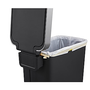 10.5 Gallon Trash Can, Plastic Slim Step On Kitchen Trash Can, Black