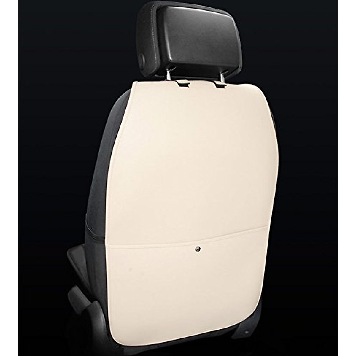 ZZ Lighting Car Kick Mats Seat Back Protectors Kick and Stain Protection for Children Or Adult with Pocket Universal Size(2 Pack,Beige)