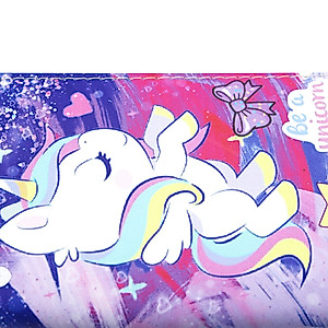 Women Long Purse Wallet Cartoon Unicorn Clutch Handbag Zipper Around Cute Card Holder Coin Purse for Teen Girls