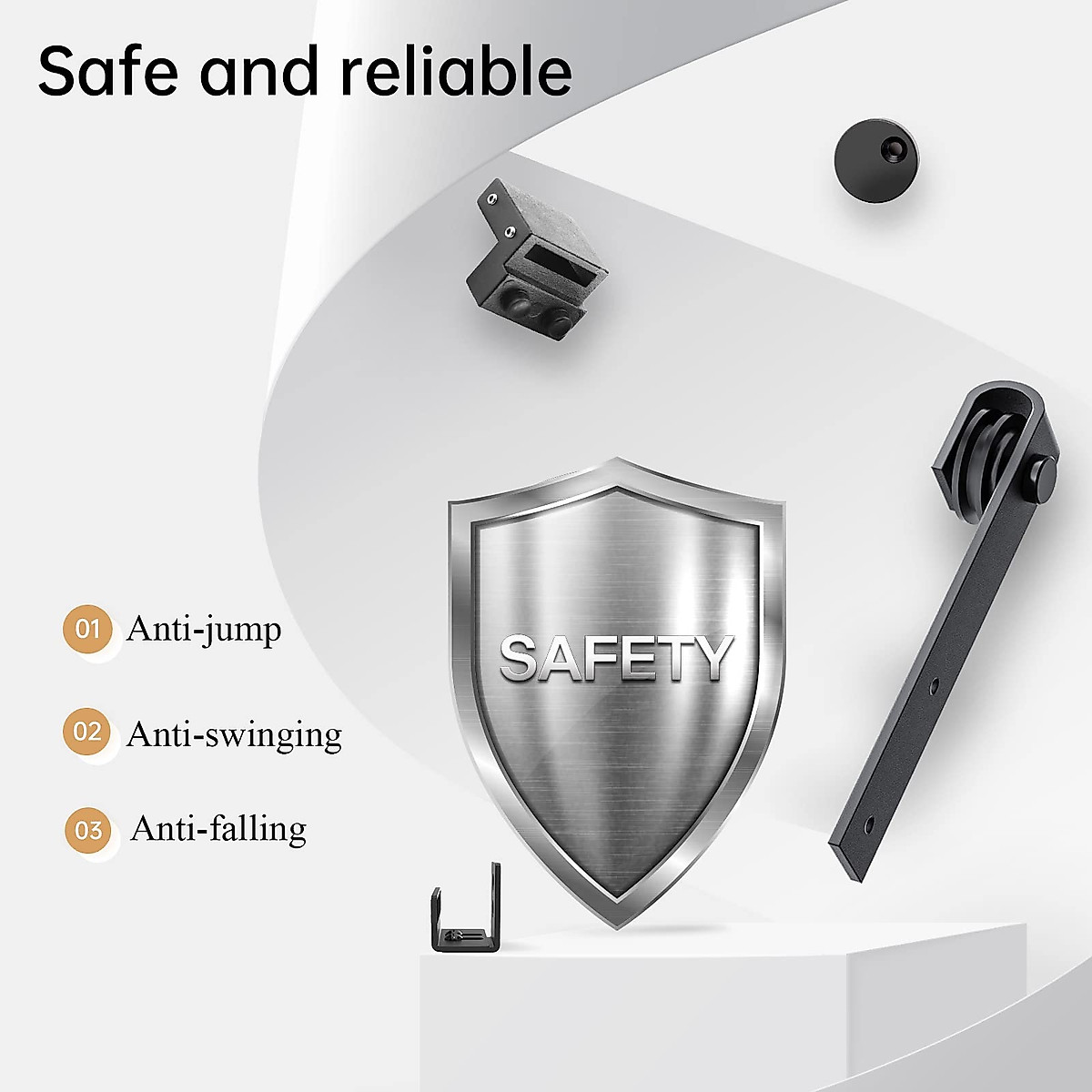 EaseLife 6 FT Cabinet Mini Sliding Double Barn Door Hardware Track Kit,Easy Install,Slide Smoothly Quietly,Apply for Storage Window TV Stand and Other Shielding (No Cabinet)