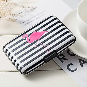 ELFISH Mini RFID Aluminum Wallet Credit Cards Holder Business Card Case Metal ID Case for Men Women (Crane)