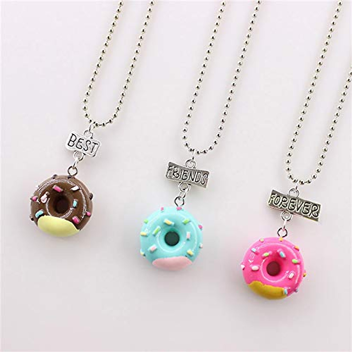 2-3 Pcs Best Friends Forever Friendship Necklaces Set Ice Cream Cookie Donut Flamingo Wishing Bottle Colorful Cute Pendant BFF Necklaces Friendship Jewelry Birthday Gifts - Donut