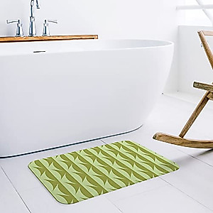 Prironde Front Door Mats Outdoor Indoor Kitchen Mat, Mid Century Abstract Geometry Green Pattern Entrance Doormat Non-Slip Bathroom Rugs Washable Floor Mats for Sink/Porch, 18" x 30"