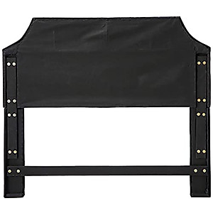 Iconic Home Chava Headboard Velvet Upholstered Button Tufted Double Row Silver Nailhead Trim Modern Transitional Full/, Queen, Black