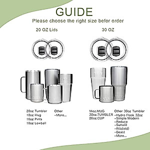 Compatible with YETI Rambler, Ozark Trail, Old Style Rtic, and More - Magnetic Slider Switch Spill Proof Tumbler Cover (Black 10/20oz 2Pcs)