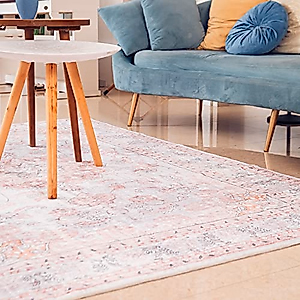Auruge Area Rug - 8x10 Indoor Vintage Rugs Soft Fuzzy Shaggy Carpet Distressed Pink Accent Rug Non-Slip Non Shedding & Machine Washable Rug for Dining Room Living Room Bedroom Office