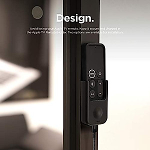 elago Apple TV Remote Holder Mount Compatible with Apple TV Remote 4K / 4th Generation - Reusable Gel Pad or Screw Mounting Options, Support Wired Charging, Keeps It Secure, Cable Management