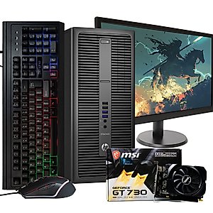 HP Gaming PC Computer, Quad-Core Intel i5, NVIDIA GeForce GT 730 2GB, 16GB DDR3 RAM, 1TB SSD, WiFi, Windows 10, Includes 24 Inch Monitor, Rainbow Keyboard and Mouse (Renewed)