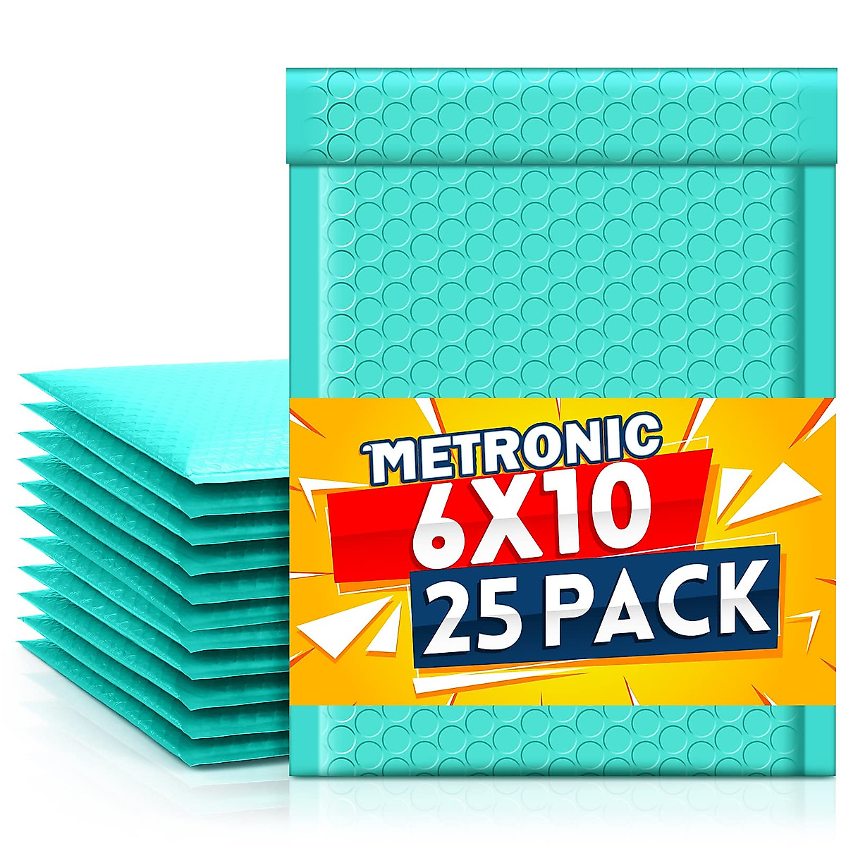 Metronic Bubble Mailers 6x10 Inch 25 Pack, Teal Padded Envelopes,Waterproof ,Cushioning Self Seal Adhesive Padded Mailers for Shipping Bags,Boutique,Small Business Bulk #0