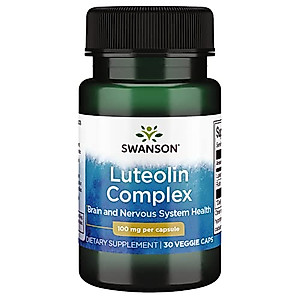 Swanson Luteolin Complex w/Rutin - Brain Support Supplement Promoting Memory, Mood & Cognitive Health - Natural Formula to Help Maintain Nervous System - (30 Veggie Capsules)