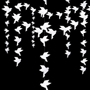 150PCS 10Strings White Origami Paper Doves Garlands for Wedding Party Decorations Bday Bridal Shower Origami Love Birds Banner for Engagement/Valentine's Day/Birthday Party Peace Dove Decor