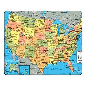 Smooffly Gaming Mouse Pad Custom,United States Map Non-Slip Thick Rubber Mouse pad,9.5 X 7.9 Inch (240mmX200mmX3mm)