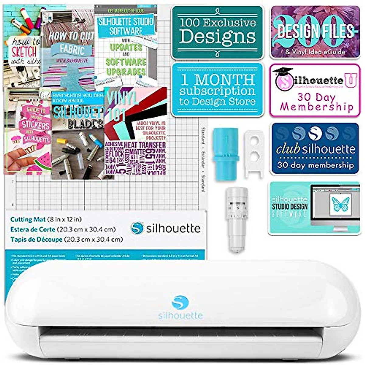 Silhouette Portrait 3 Bundle with 38 Premium Vinyl Sheets, HTV, Guides, Sketch Pens, and More