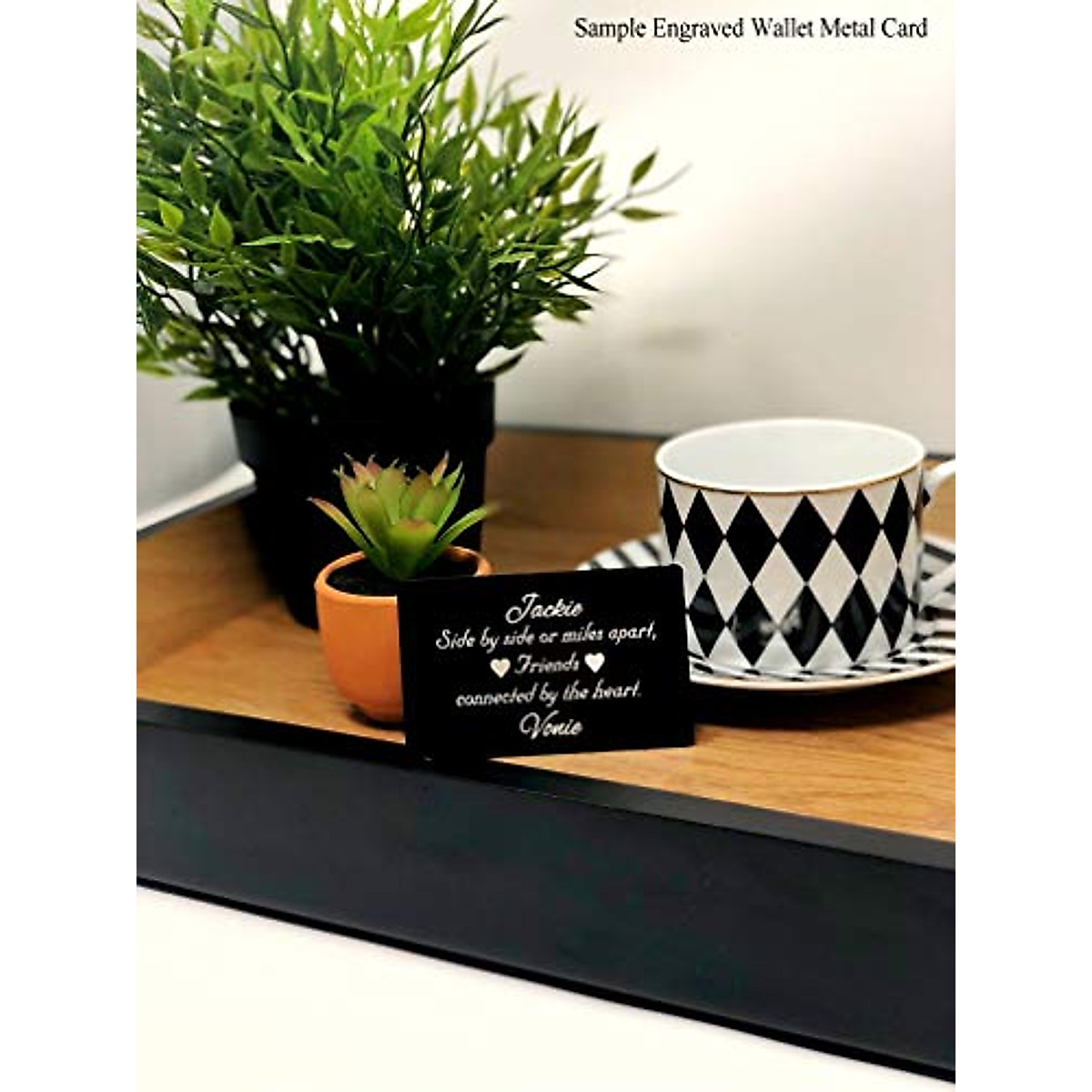 Personalized Message Engraved on Both Sides Metal Wallet Card - Anniversary for Men and Woman, Engraved Wallet Inserts, Love Note, Deployment, Boyfriend, Husband Wife (Black)