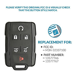 Keyless2Go Replacement for 6 Button Replacement Remote 315 Mhz for GM M3N-32337100 13577766