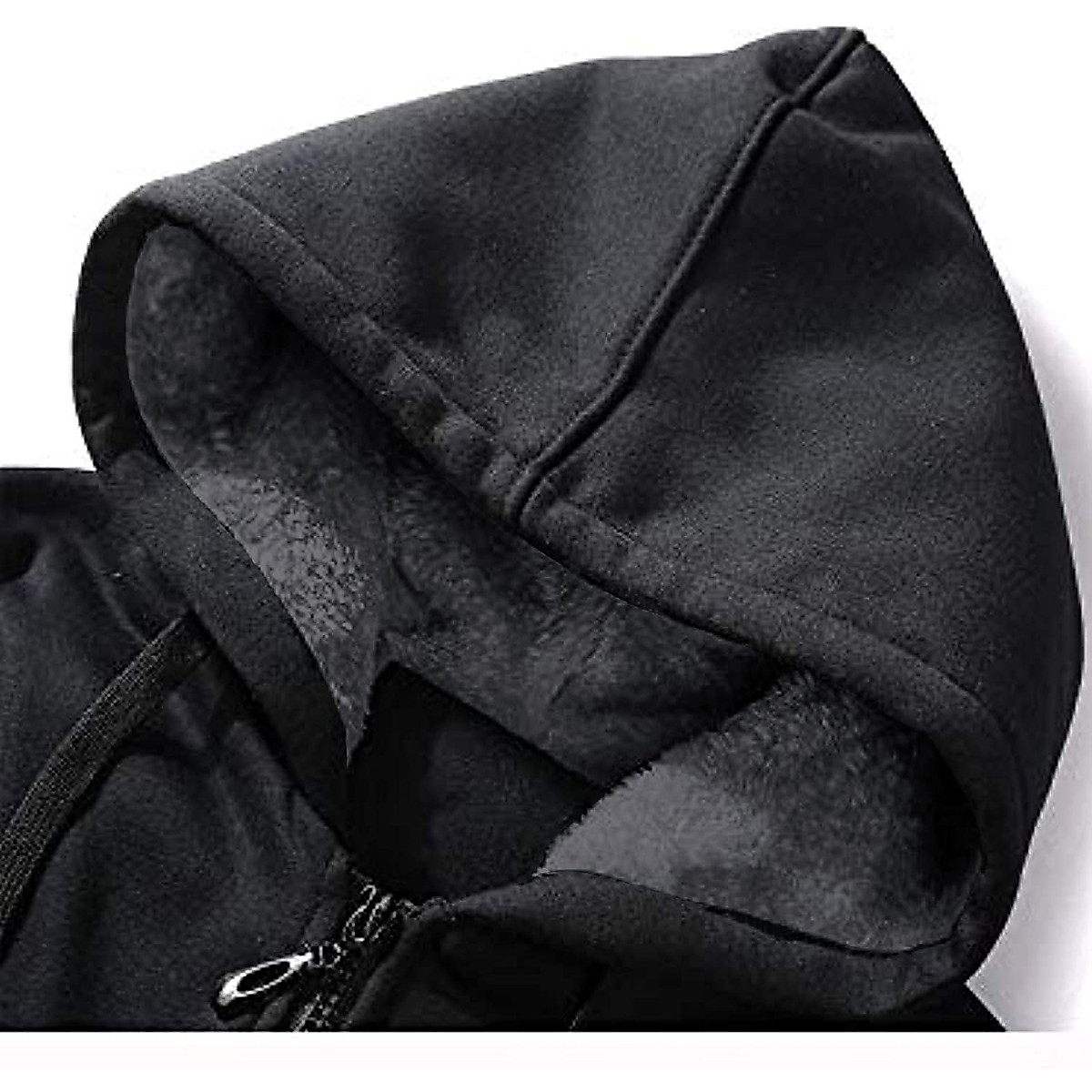 ZITY Men's Zip Up Hoodie Heavyweight Winter Sweatshirt Fleece Sherpa Lined Warm Jacket Black Large