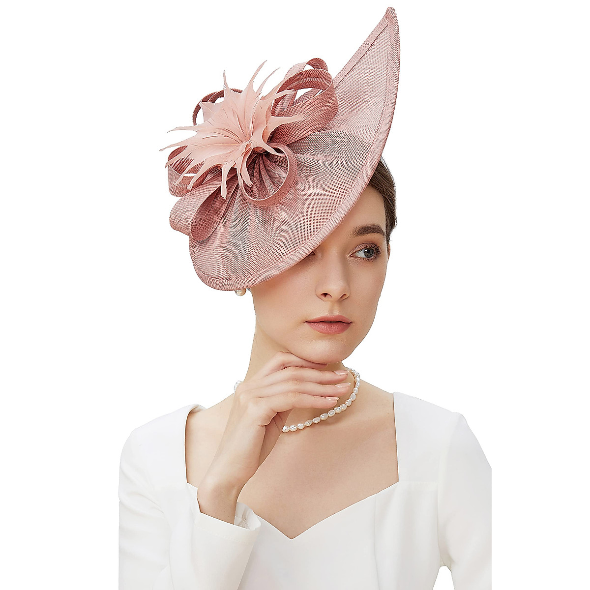 BABEYOND Tea Party Fascinator Hat for Women Kentucky Headwear Derby Pillbox Church Hat for Cocktail Wedding