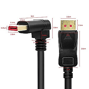 BolAAzuL Right Angle Displayport 1.4 Cable Upward Angled Displayport Cable, 90-Degree Angled Displayport Cable V1.4 6FT/1.8M up to 8K/60Hz, 4K/144Hz Supported