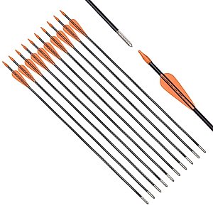 6875 Fiberglass Arrows Archery 24 Inch Target Shooting Safetyglass Recurve Bows Suitable for Youth Children Woman Beginner 12pcs/Pack (tigerspot Orange Vanes)
