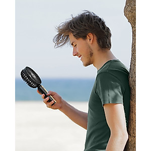 GAIATOP Handheld Fan with USB Rechargeable Personal Fan，3 Speed Adjustable Portable Fan for Travel, Commute, Picnic, Office-Black, Small Makeup Eyelash Fan for Women Girls Gift