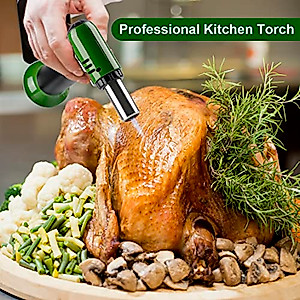Koackl Butane Torch with Fuel Gauge, Refillable Kitchen Torch Lighter with Safety Lock and Adjustable Flame, One-handed Operation Blow Torch for Creme Brulee, BBQ(Butane Gas Is Not Included)
